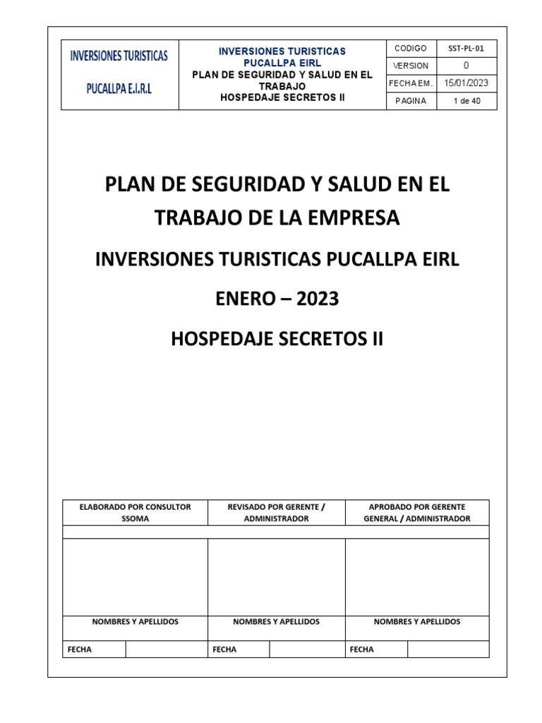 Plan de Seguridad-La Hotel | PDF | Primeros auxilios | Reanimación cardiopulmonar