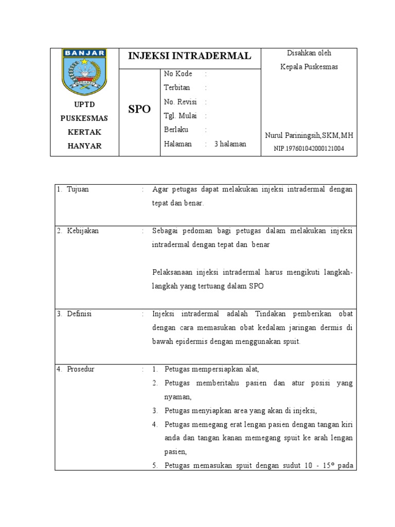 Sop Injeksi Ic | PDF