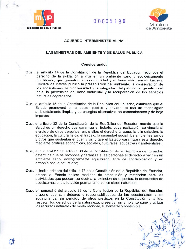 Acuerdo Ministerial 5186 Reglamento Interministerial para La Gestión Integral de Desechos ...