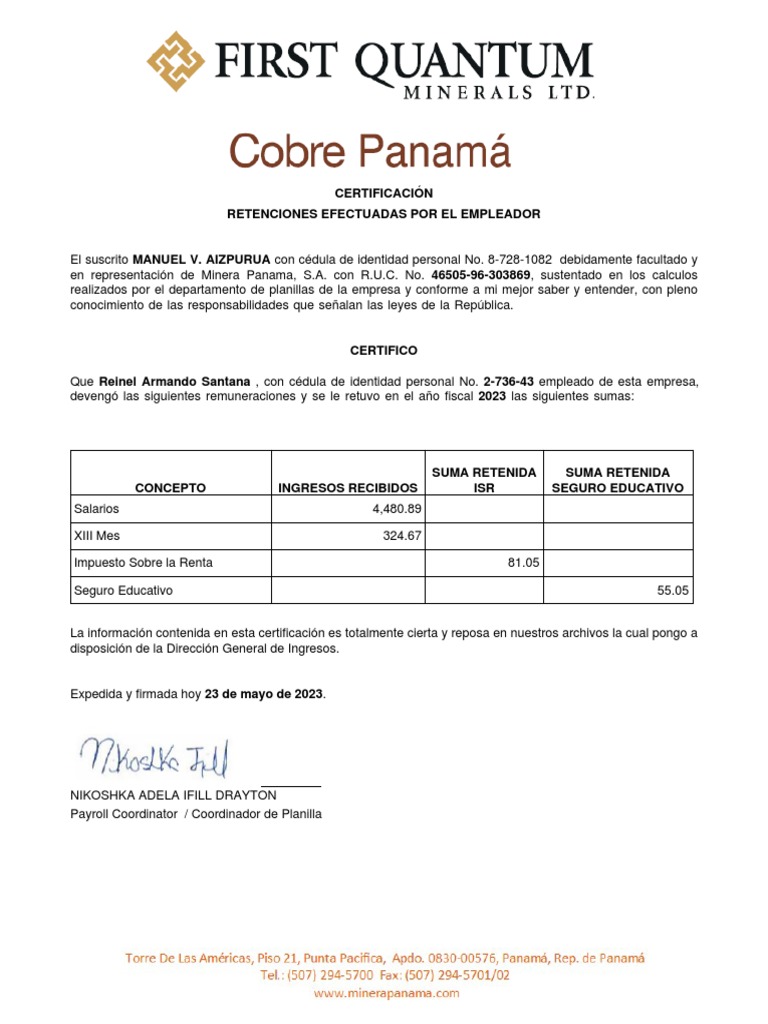 Certificaci N de Ingresos202324105959 | PDF | Finanzas y dinero