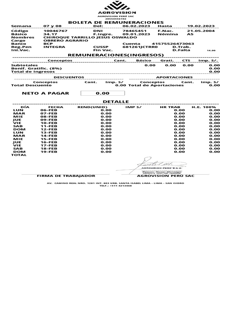 Boleta de pago | PDF