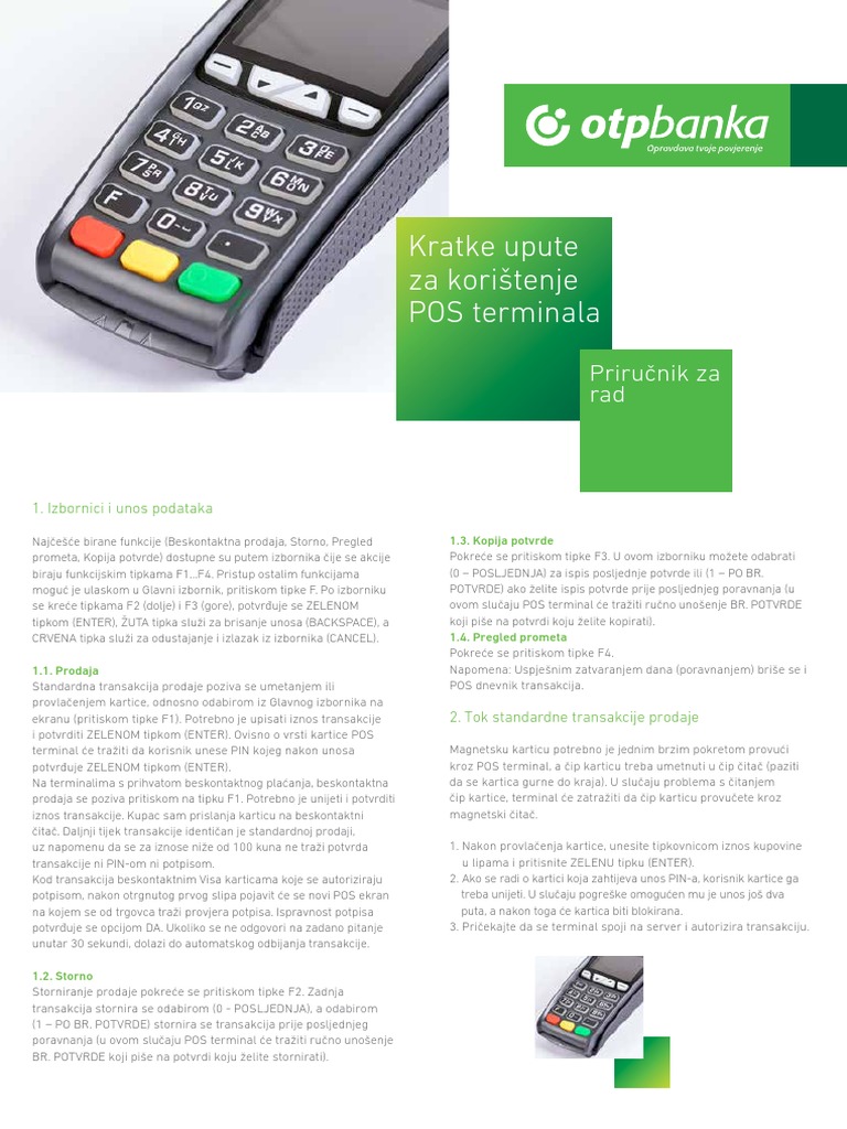 Upute Za Pos Terminal | PDF