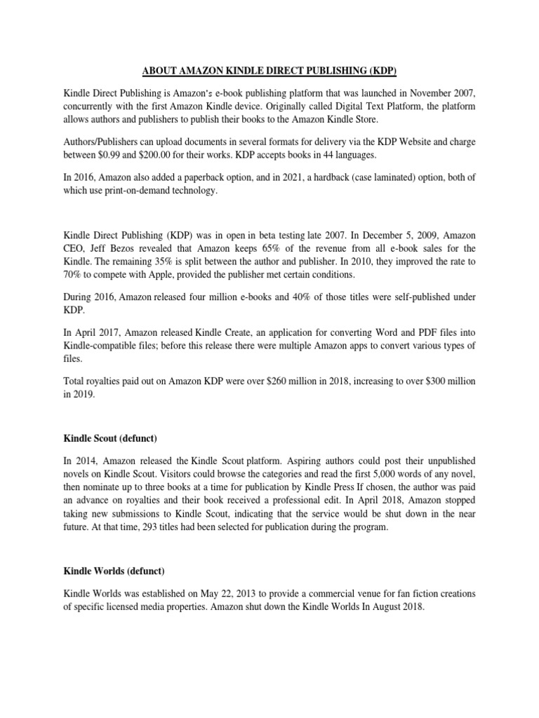 About Amazon Kindle Direct Publishing | PDF | Publishing