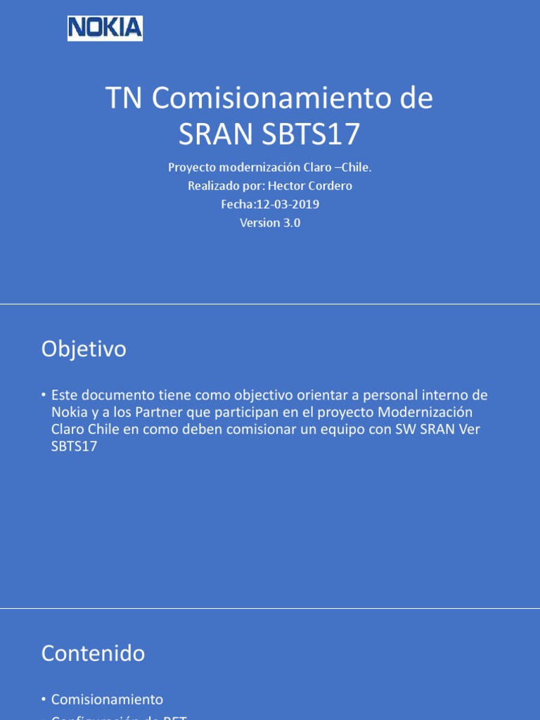 Guía de Comisionamiento SRAN SBTS17 | PDF | Informática | Ingeniería Informática