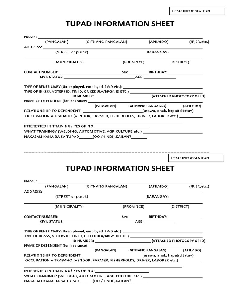 TUPAD INFORMATION SHEET | PDF