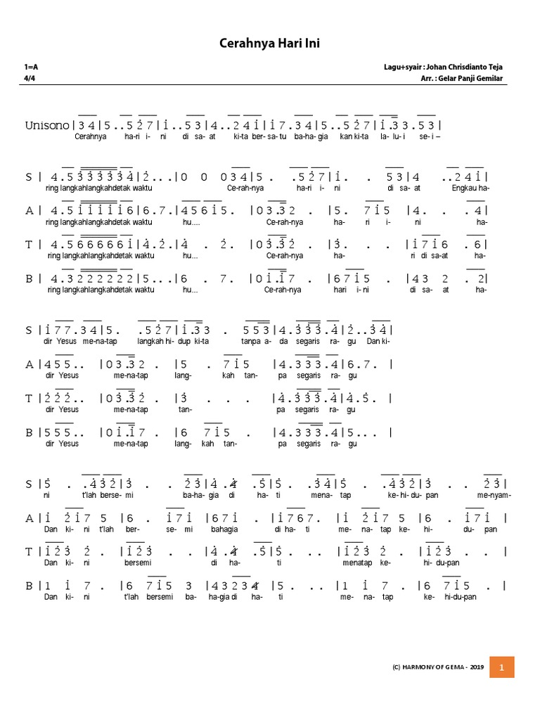 Cerahnya Hari Ini SATB | PDF