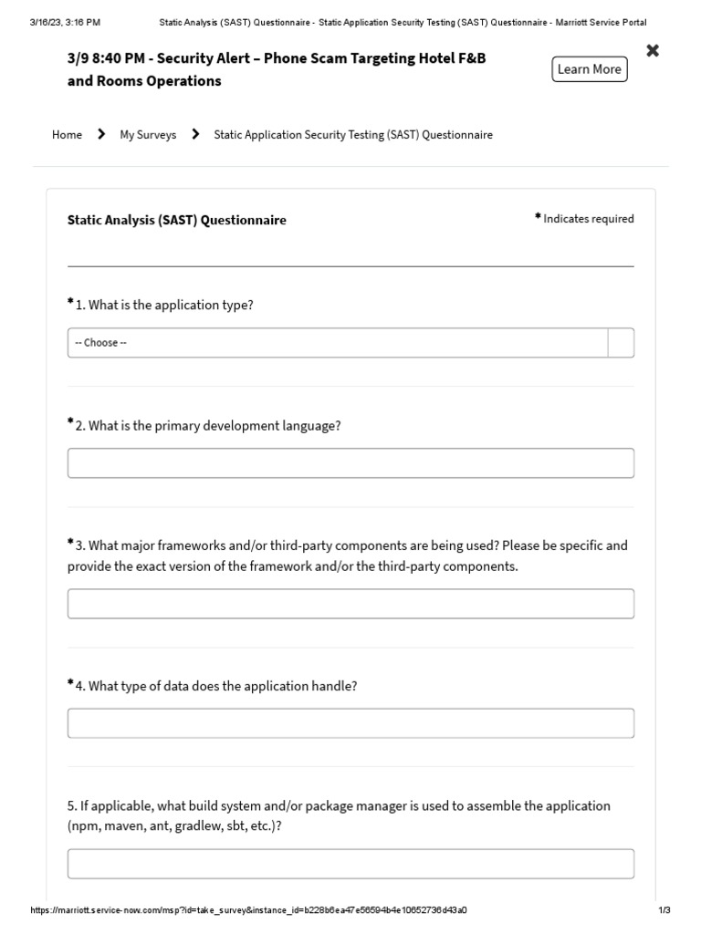 Static Analysis (SAST) Questionnaire - Static Application Security ...
