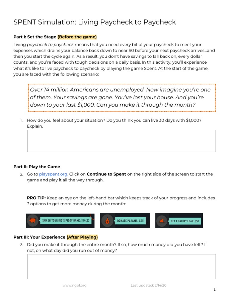 3.2 - Spent Activity - Living Paycheck To Paycheck | PDF | Cognitive ...