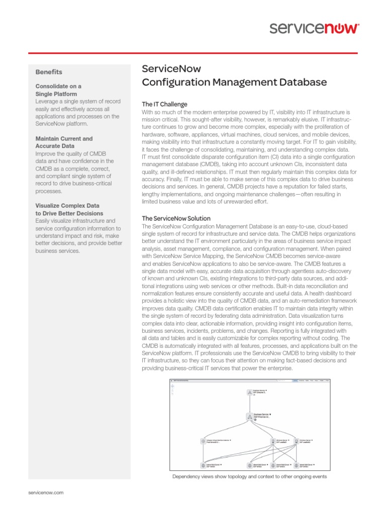 ServiceNow CMDB Benefits Overview | PDF | Data | Databases