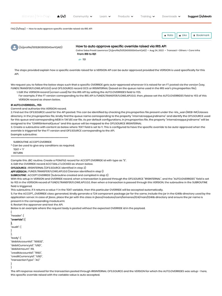 FAQ - How To Auto Approve Specific Override Raised Via IRIS API | PDF | Computing | Software ...
