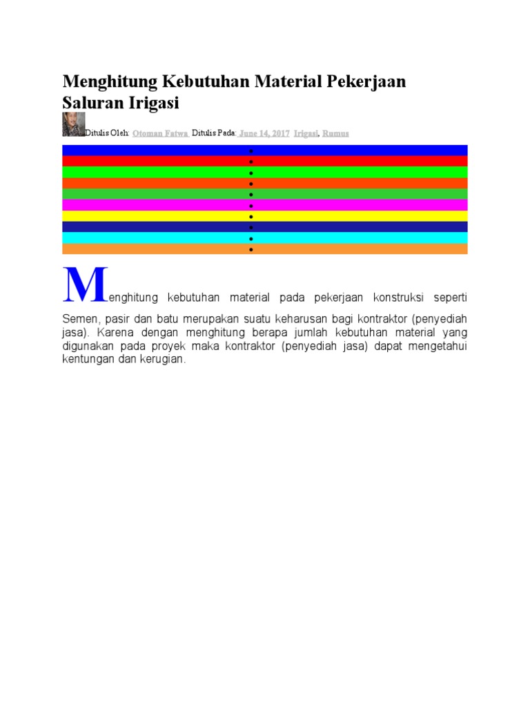 Kebutuhan Material Saluran Irigasi | PDF | Sains & Matematika