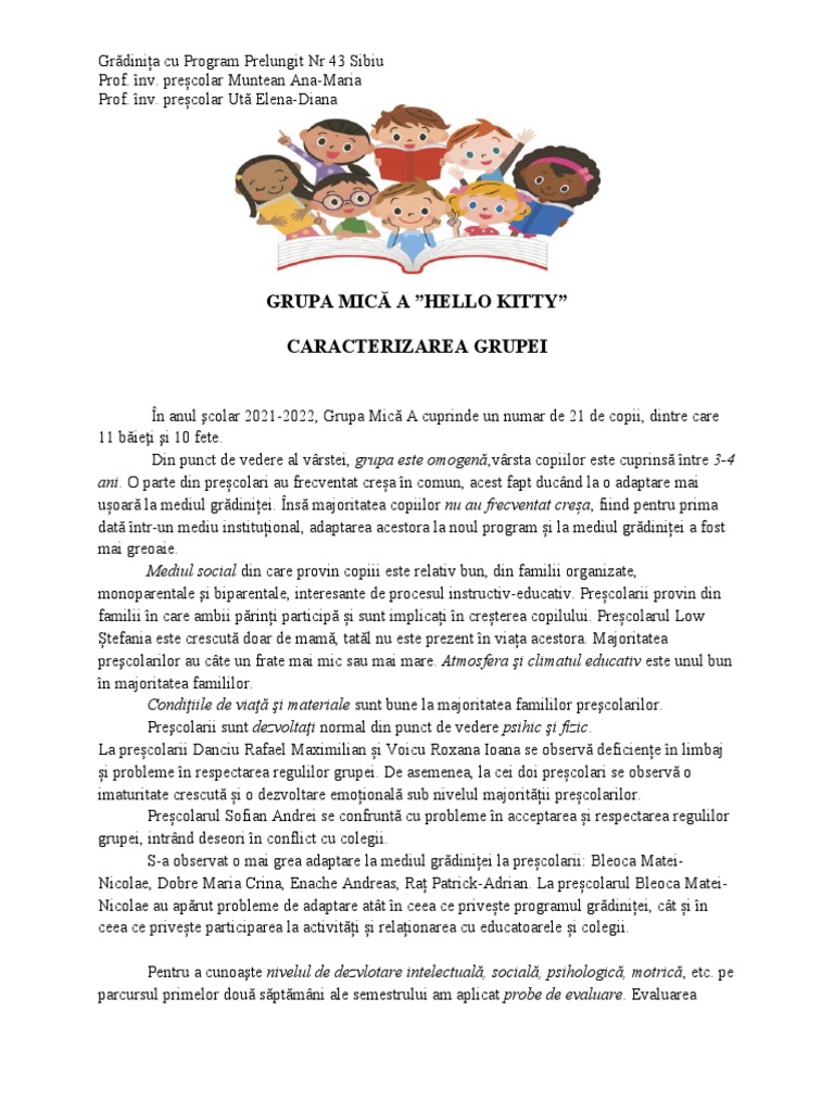 Caracterizare Grupa Mica | PDF