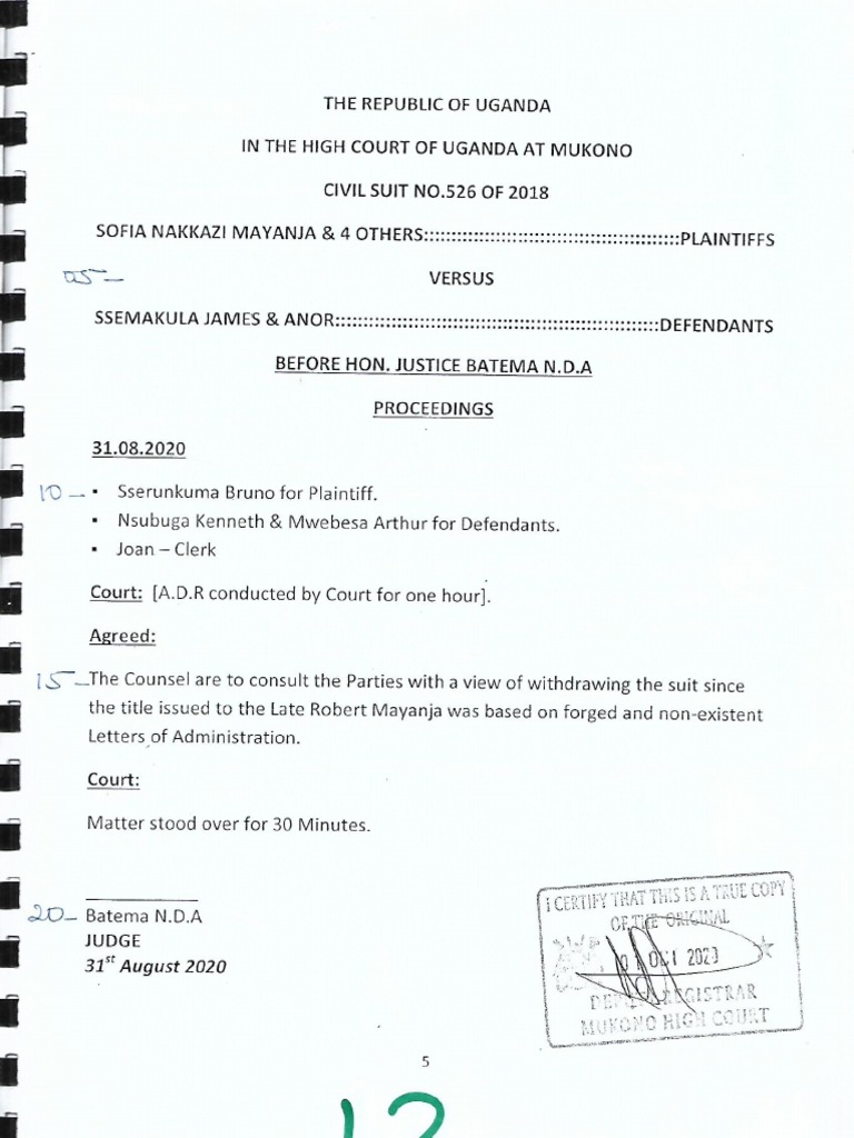Sofia Nakkazi Mayanja and Others Vs James Ssemakula and Anor | PDF