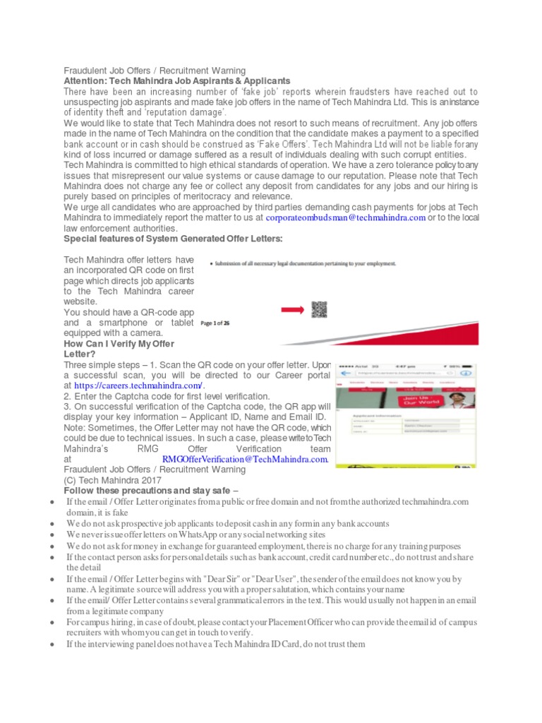 Recruitment Fraud 123 Pdf Qr Code Communication