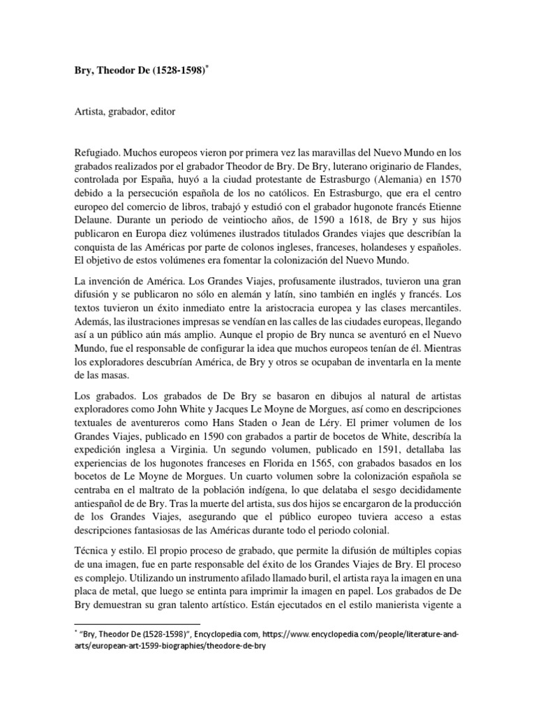 Grabador Theodor de Bry | PDF