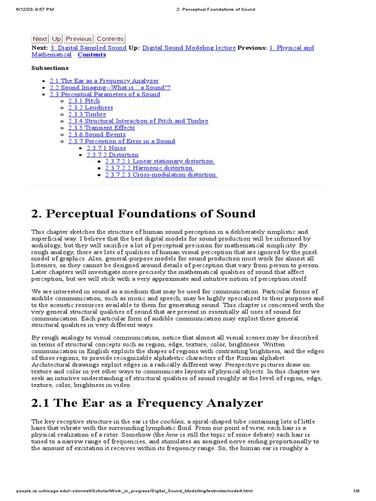 Perceptual Foundations of Sound | PDF | Pitch (Music) | Distortion