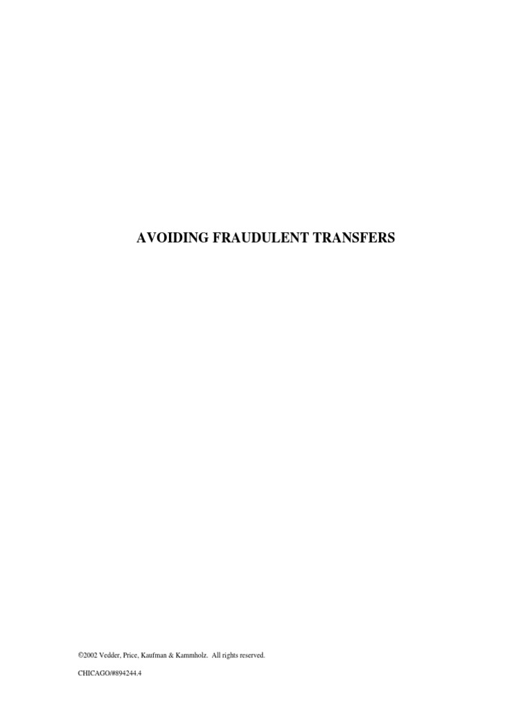 Avoiding Fraudulent Transfers | PDF | Bankruptcy In The United States ...