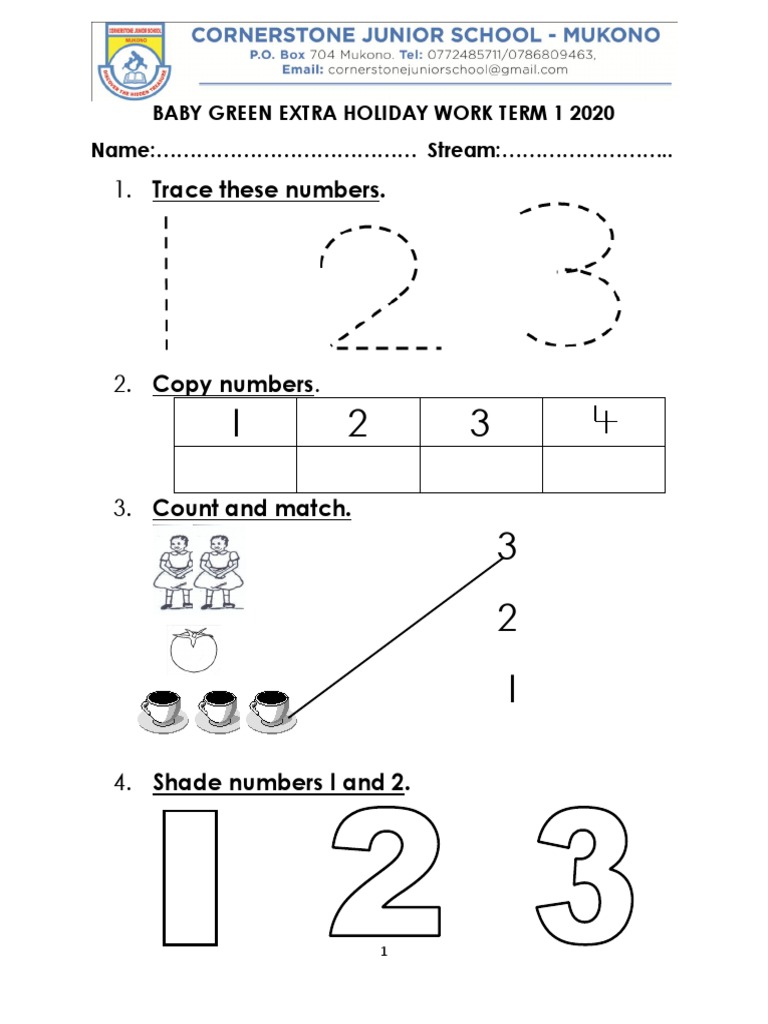 Baby Class Term 1 Holiday Work | PDF | Art