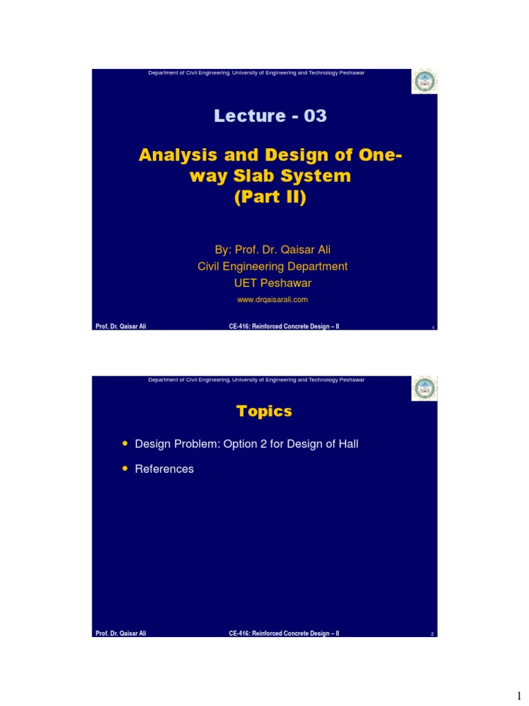 L-03 Analysis and Design of One-Way Slab System (Part-II) Color | PDF