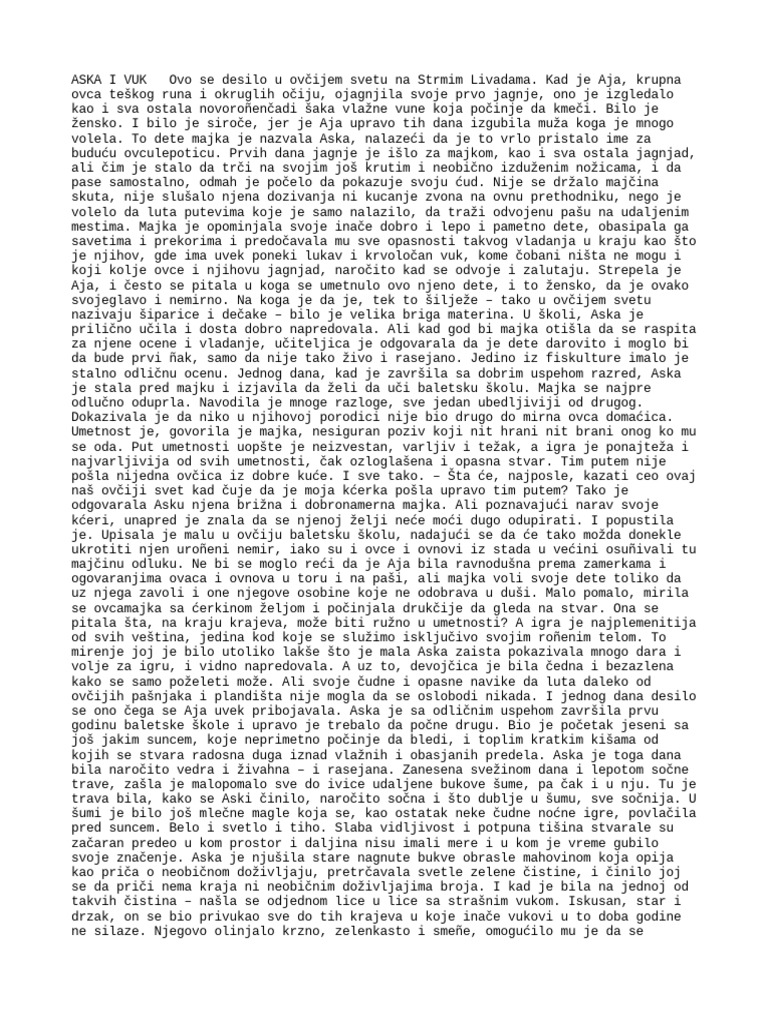 Ivo Andric Aska I Vuk 1 | PDF