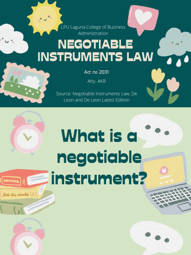 Negotiable Instruments Law 1 | PDF | Negotiable Instrument | Business Law
