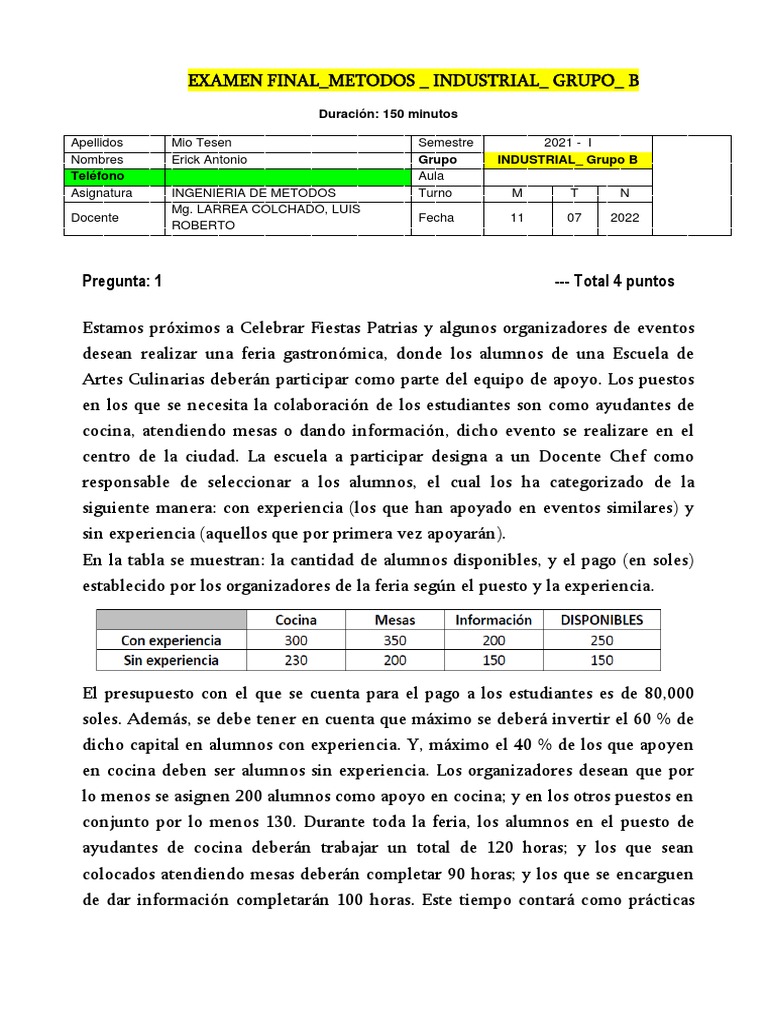 EXAMEN_FINAL_ GRUPO B_MIO TESEN ERICK (1) | PDF | Ascensor | Economias