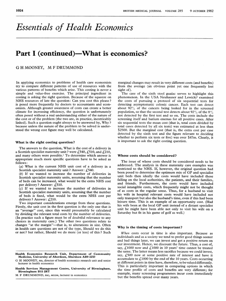 Essential of Health Economics - I - 1 by Drummond | PDF | Economics ...