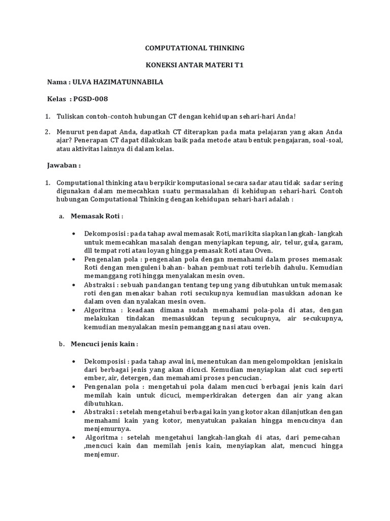 Topik 1 - Koneksi Antar Materi - CT | PDF