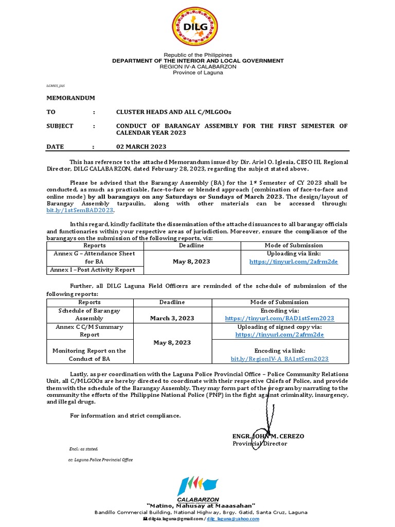 Mes - Memo Bad 1ST Sem | PDF