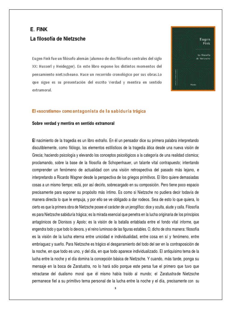 FINK | PDF | Verdad | Friedrich Nietzsche
