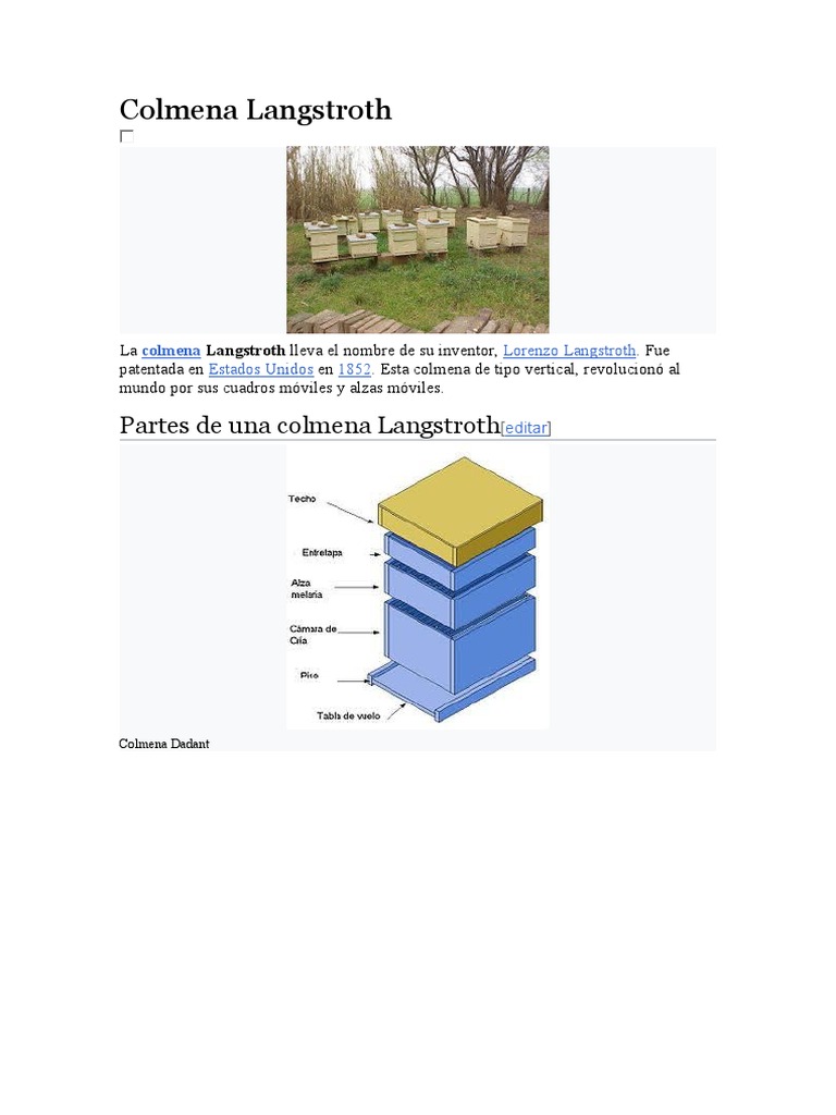 Colmena Langstroth | PDF | La cría de insectos | Apicultura