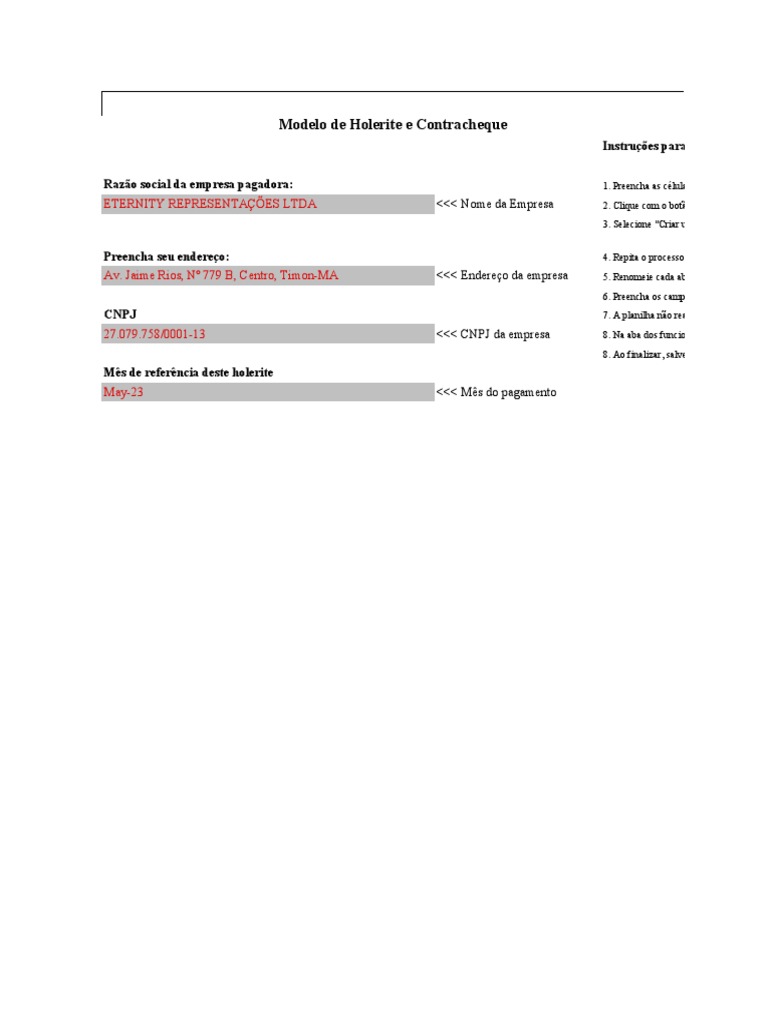 Modelo Holerite Contracheque | PDF
