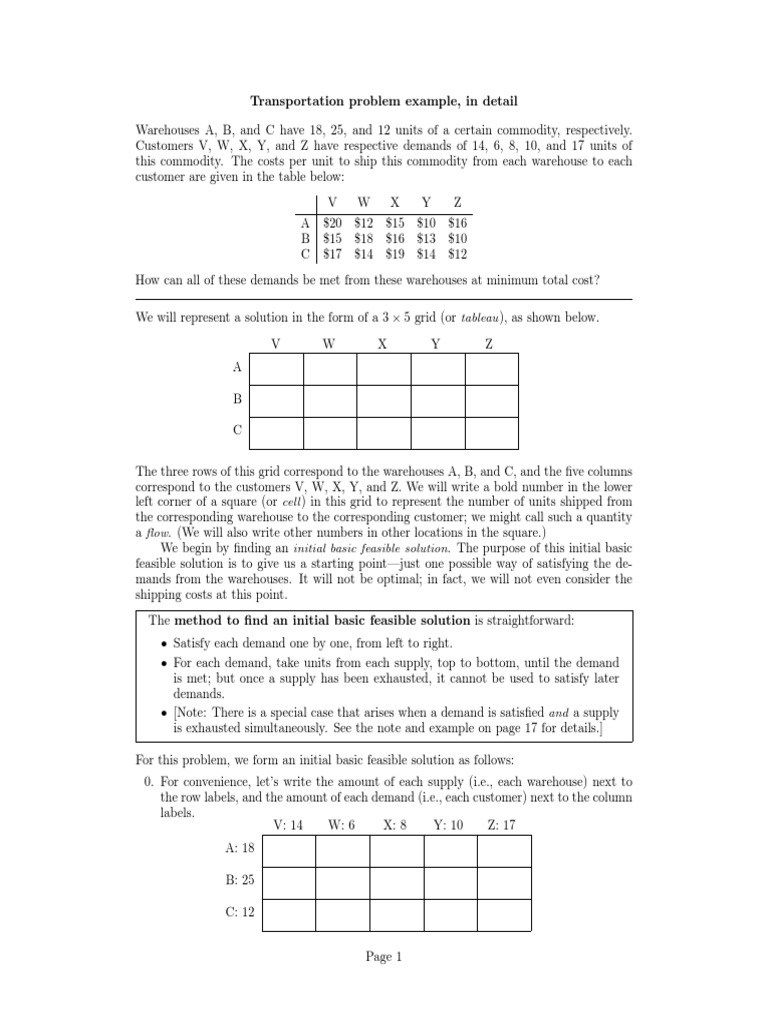 Transportation Example Pdf Linear Programming Computer Programming 