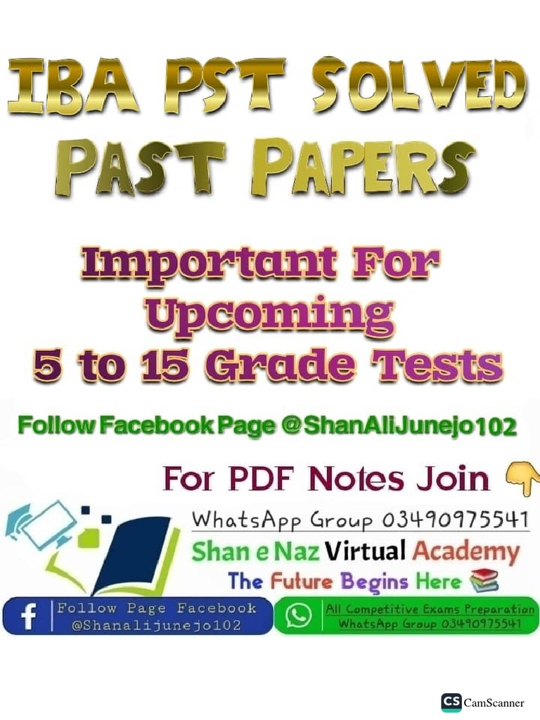 IBA Original PST Solved Past Papers | PDF