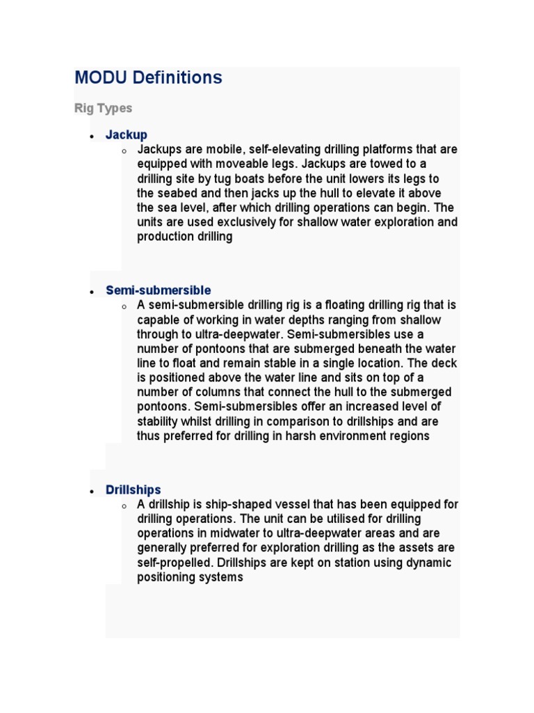 MODU Definitions | PDF | Ships | Watercraft