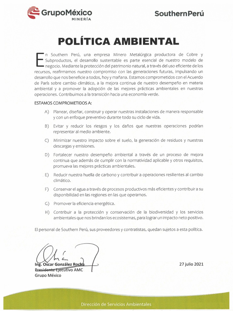 Política Ambiental SPCC 81752 1 | PDF