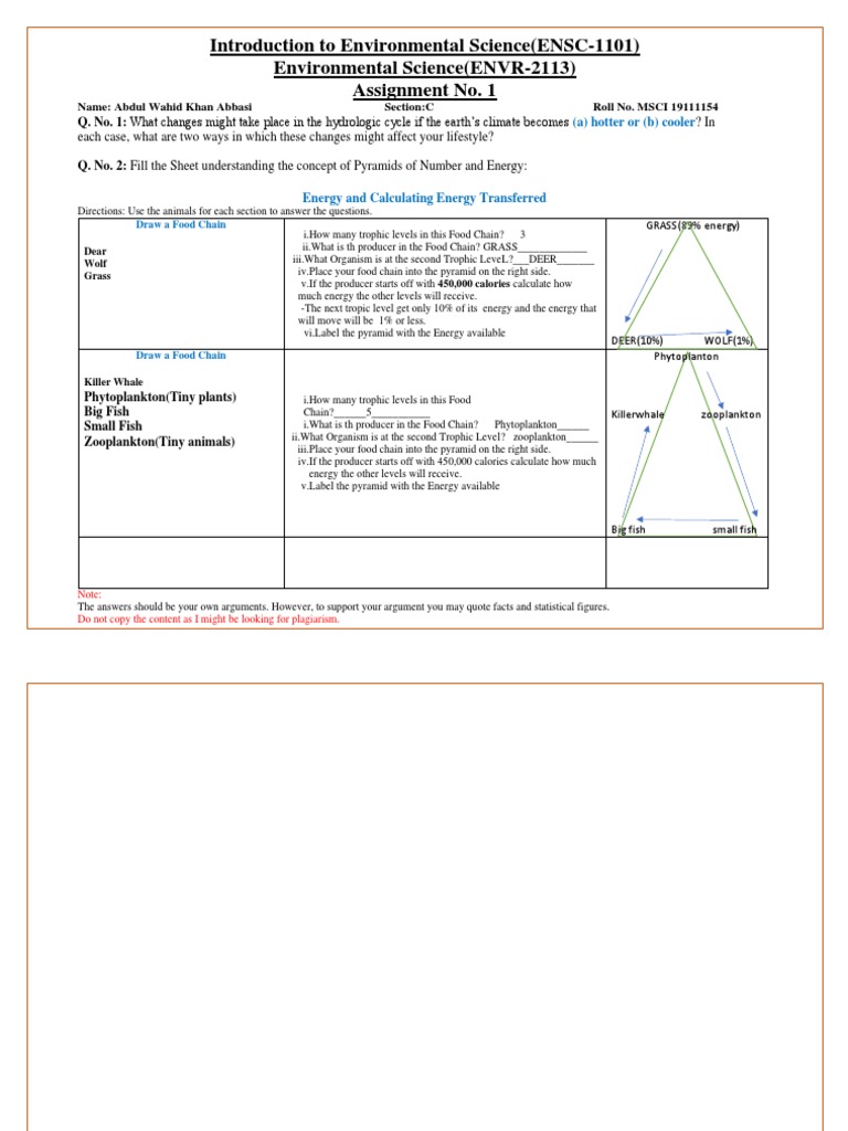 Introduction To Environmental Science Question Answers | PDF | Food Web ...