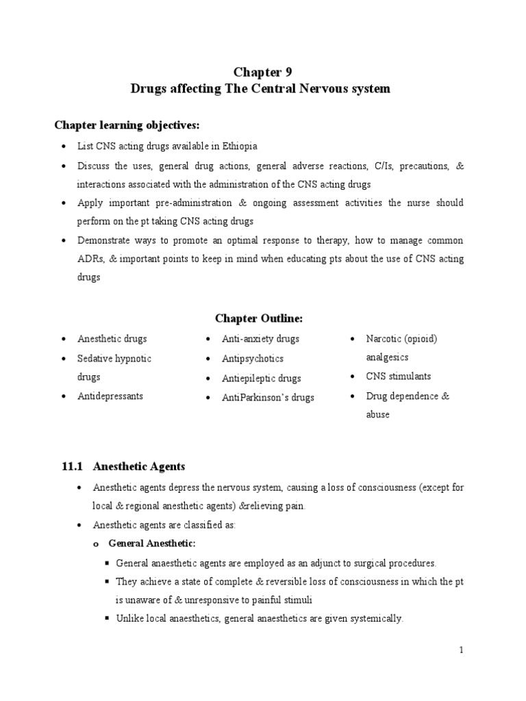 Drugs affecting The Central Nervous system | PDF | Benzodiazepine | Anesthesia