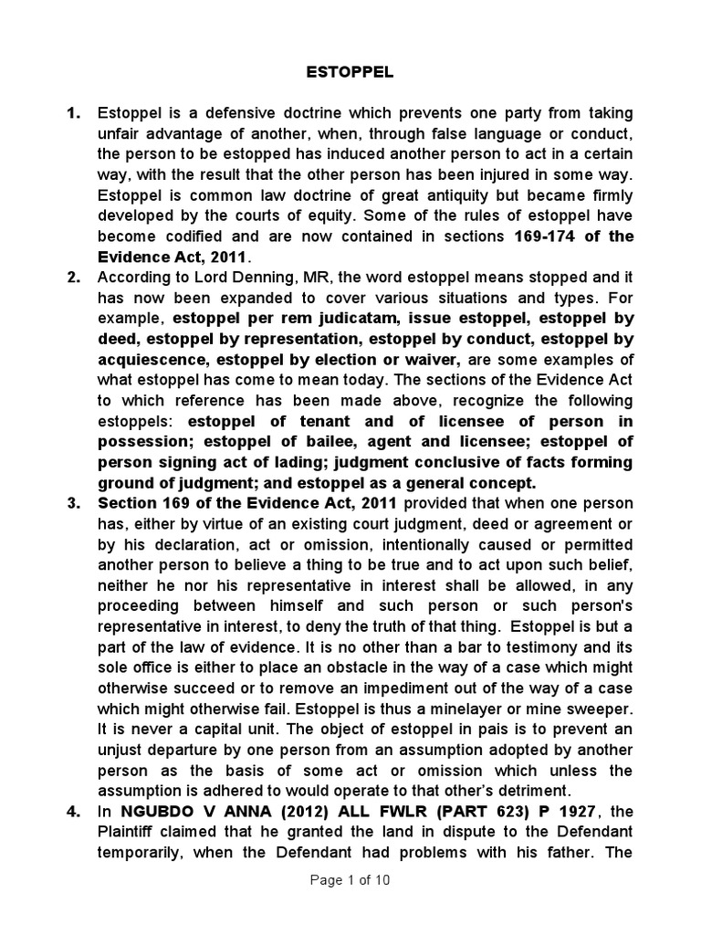 Estoppel Improved | Download Free PDF | Estoppel | Leasehold Estate