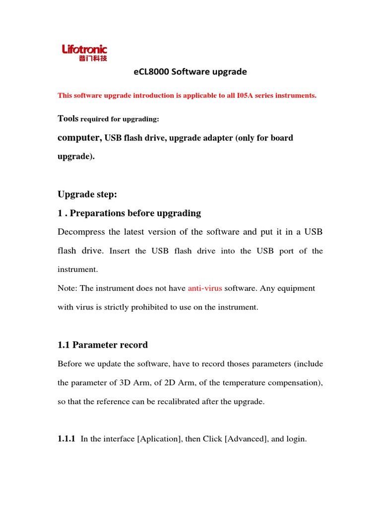 eCL8000 Software Update SOP | PDF | Installation (Computer Programs) | Computer File