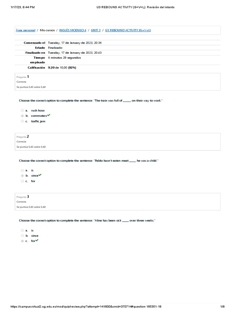 U3 REBOUND ACTIVITY (G+V+L) - Revisión Del Intento | PDF | Cooking ...