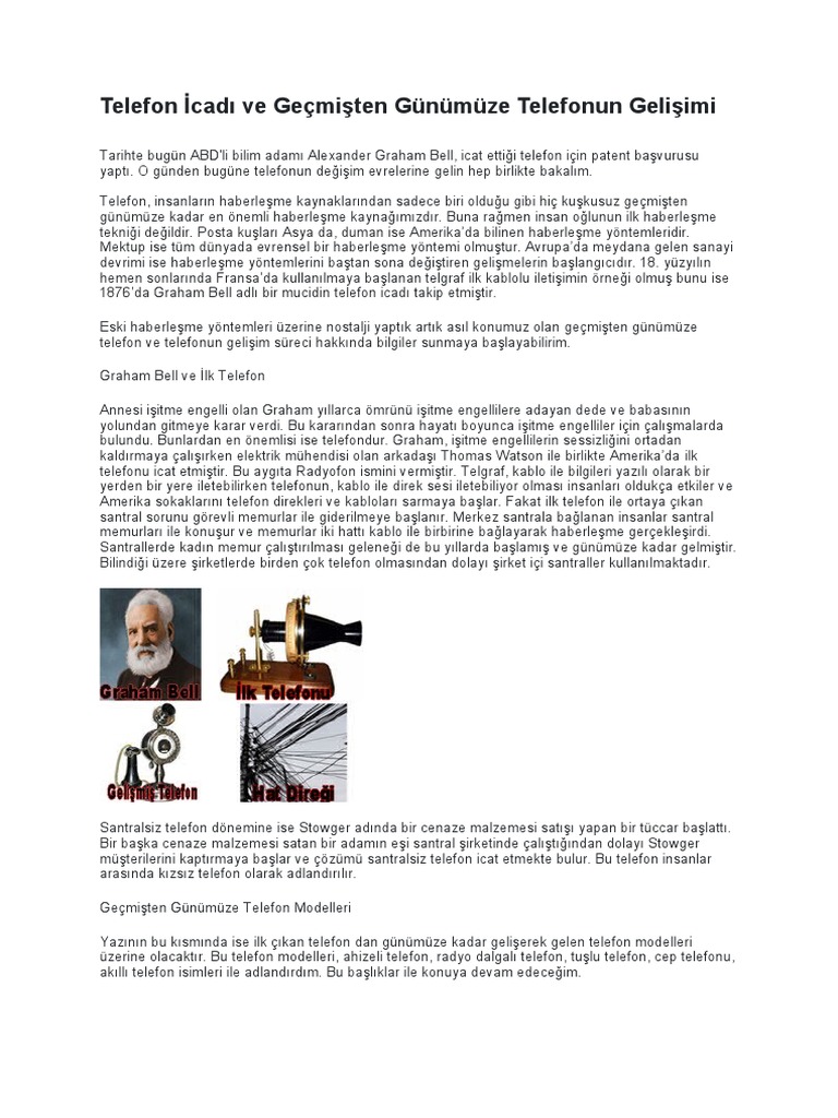 Telefon İcadı Ve Geçmişten Günümüze Telefonun Gelişimi | PDF