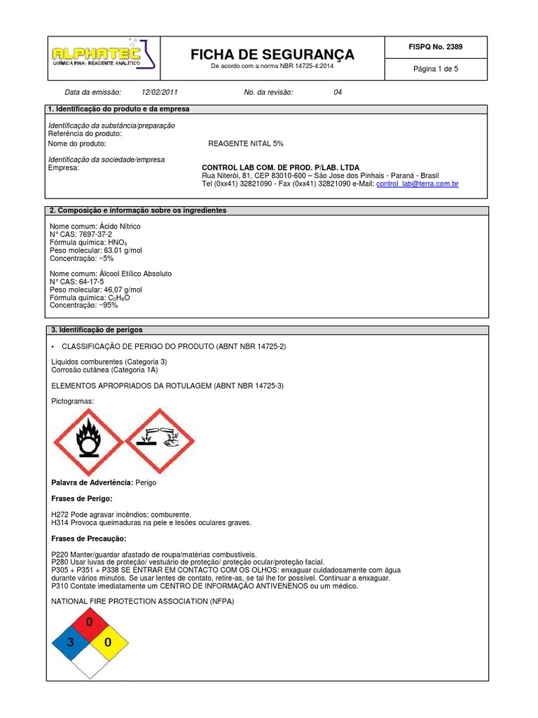 15097139037fispq Reagente Nital 5 | PDF