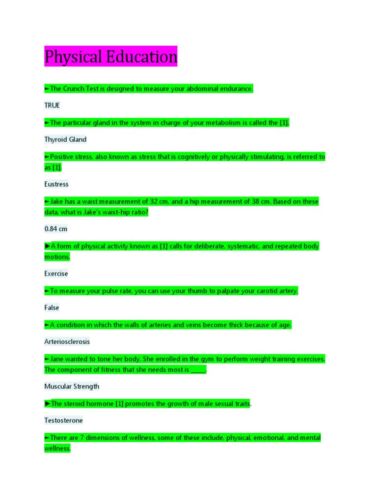 Physical Education | Download Free PDF | Physical Fitness | Stress (Biology)