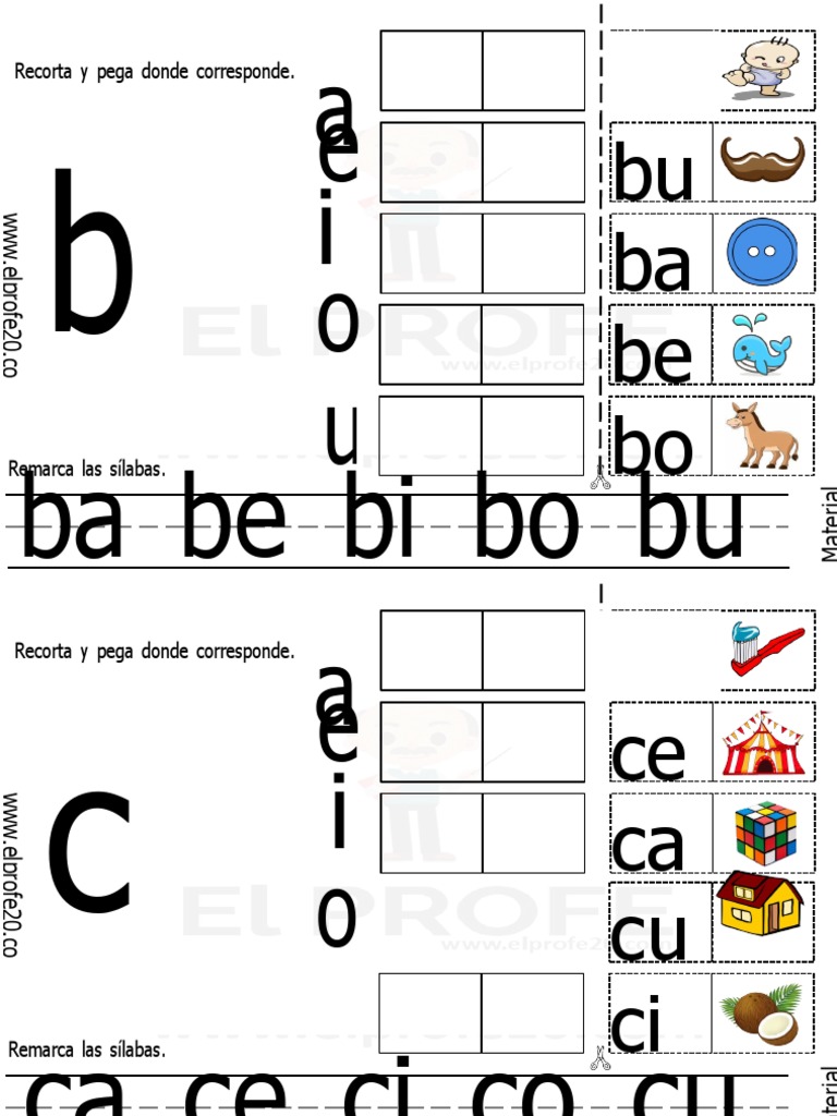 Cuadernillo Aprende Las Silabas Simples Recortando y Pegando | PDF