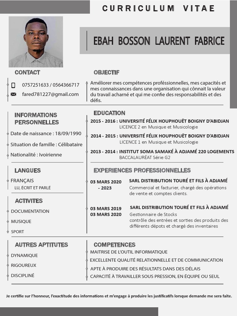 C V Ebah Fabrice | PDF