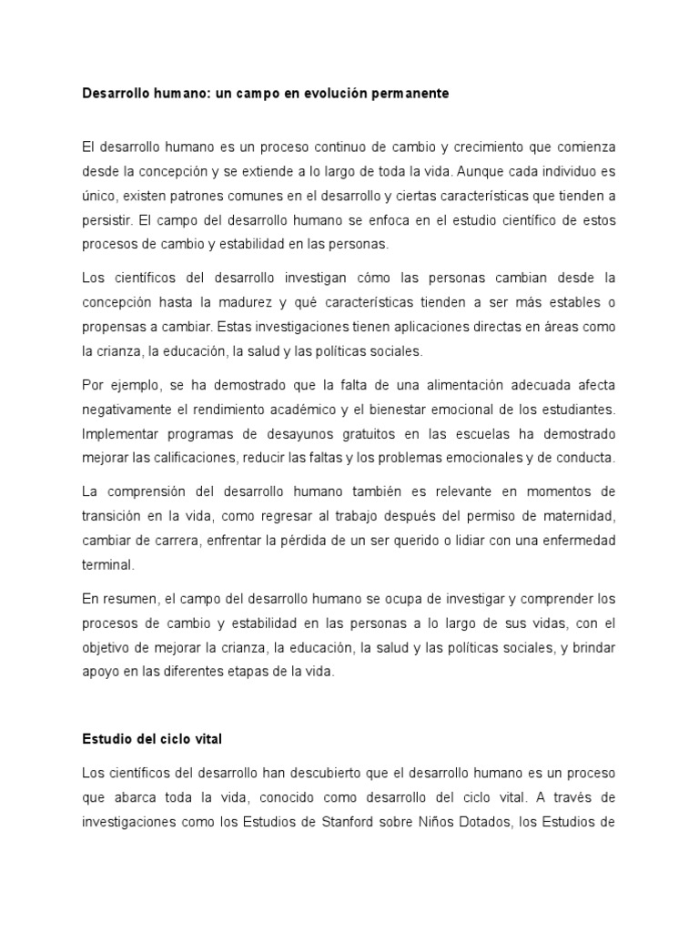 Etapas del Desarrollo Humano | PDF | Adultos | Infancia