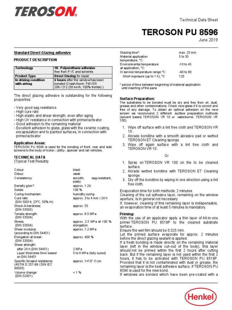 Teroson PU 8596 Technical Data Sheet | PDF | Technology & Engineering