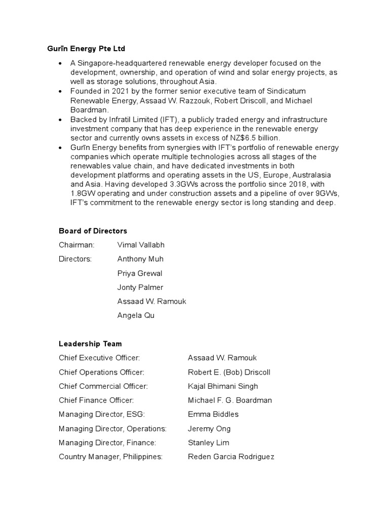 Gurīn Energy Pte LTD | PDF