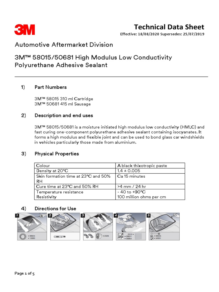 3m High Modulus Low Conductivity Polyurethane Adhesive Sealant 58015 ...